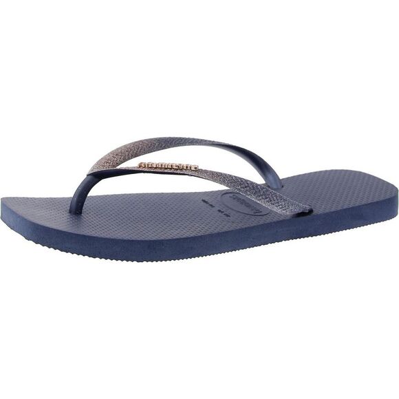 Havaianas | Shoes | Havaianas Womens Blue Thong Logo Flipflops New ...